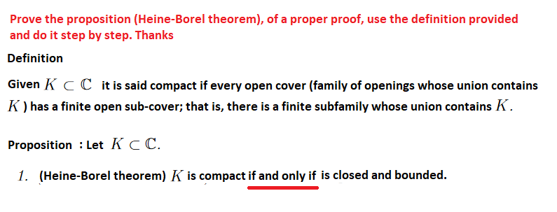 Solved Prove the proposition (Heine-Borel theorem), of a | Chegg.com