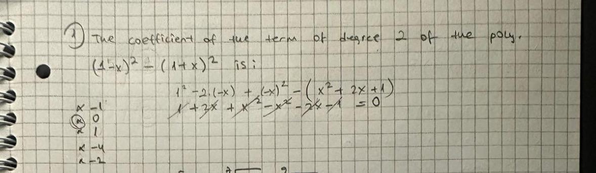 Solved The coefficient of the term of degree 2 ﻿of the | Chegg.com