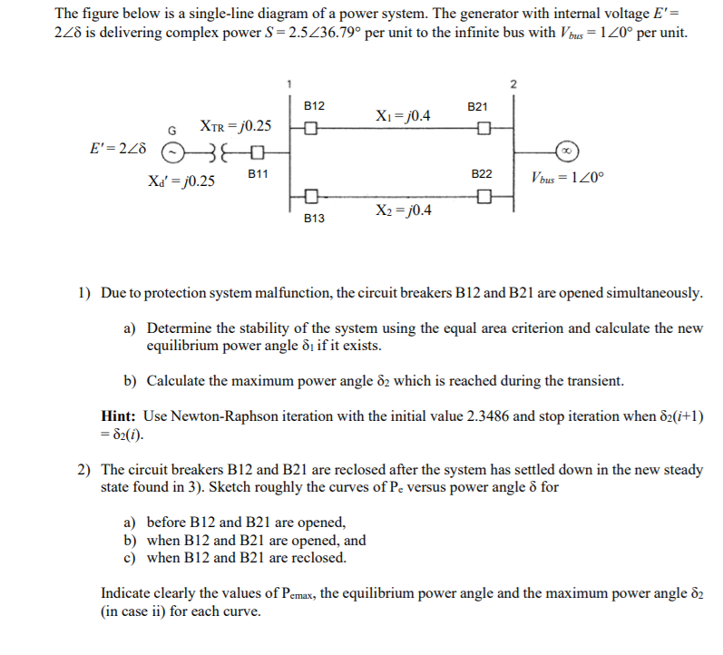 Solved The figure below is a single-line diagram of a power | Chegg.com