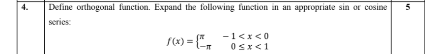 Solved 4. 5 5 Define orthogonal function. Expand the | Chegg.com