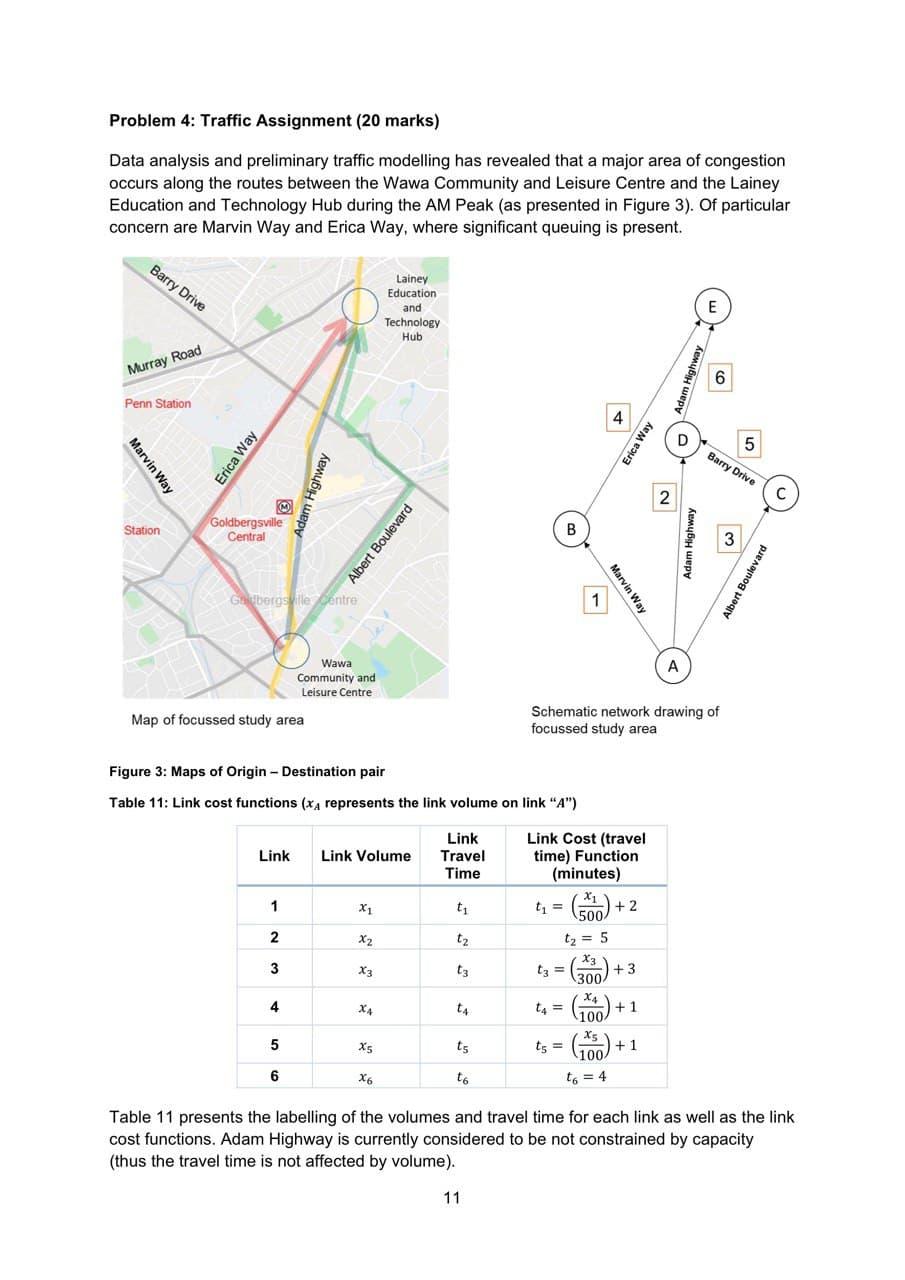 Problem 4: Traffic Assignment (20 marks) Data | Chegg.com