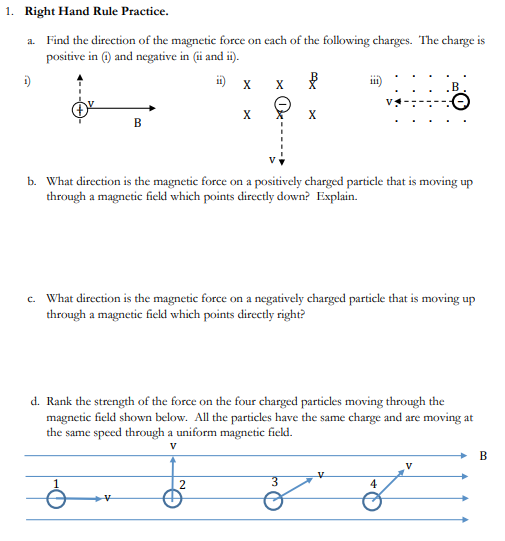 Solved Right Hand Rule Practice. a. Find the direction of | Chegg.com