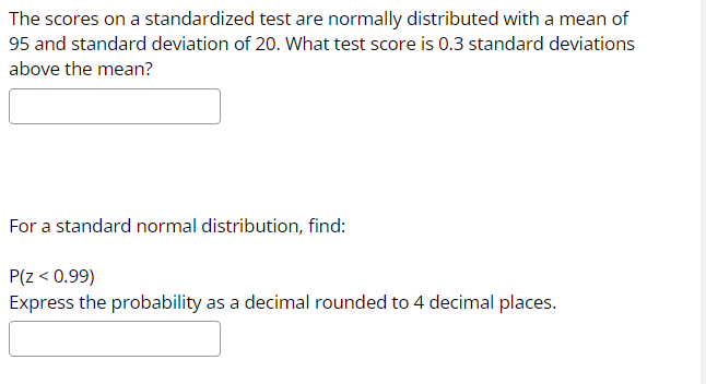 Solved The scores on a standardized test are normally | Chegg.com