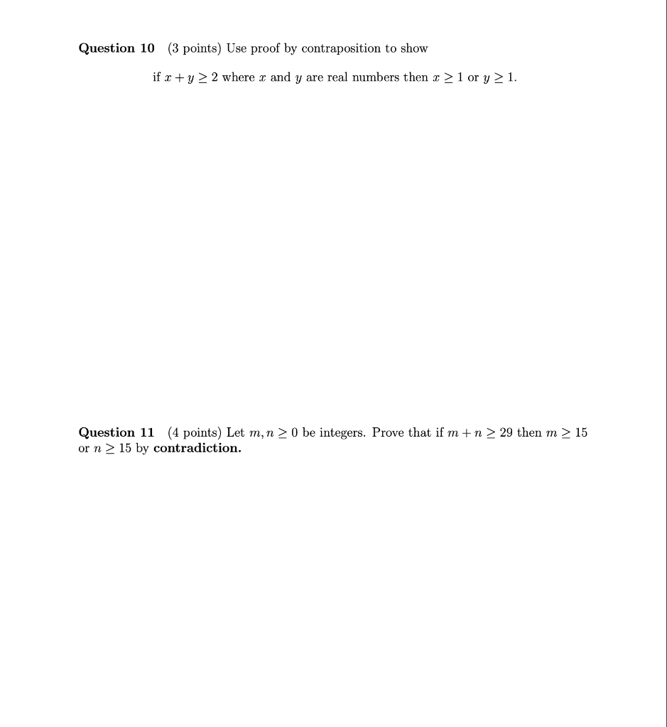 Solved Question 10 (3 points) Use proof by contraposition to | Chegg.com