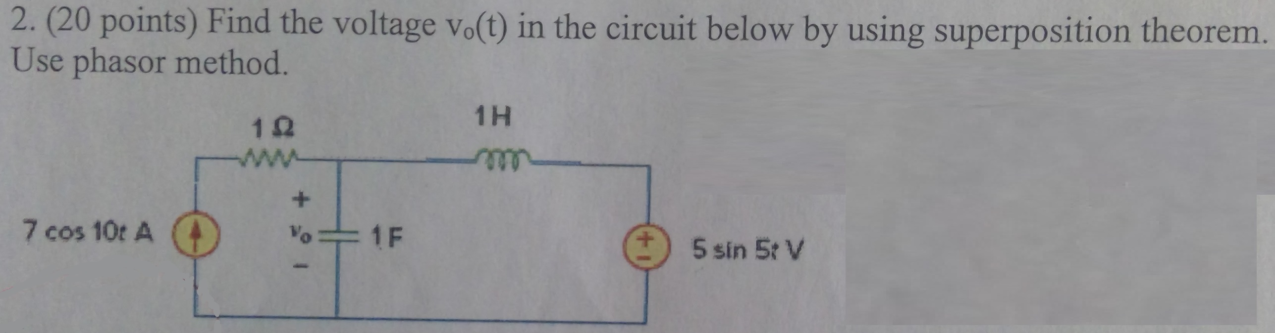 Solved 2. (20 points) Find the voltage vo(t) in the circuit | Chegg.com