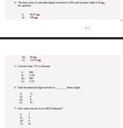 Solved 4) The duty cycle of a periodic digital waveform is | Chegg.com