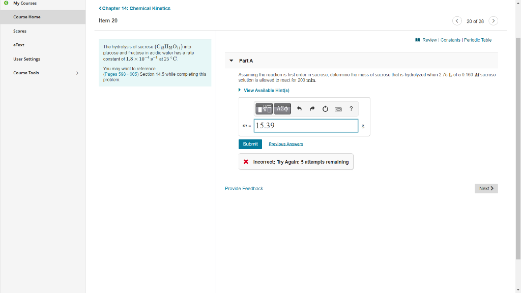 Solved Assuming the reaction is first order in sucrose, | Chegg.com