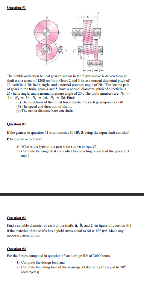 Solved )The double-reduction helical gearset shown in the | Chegg.com