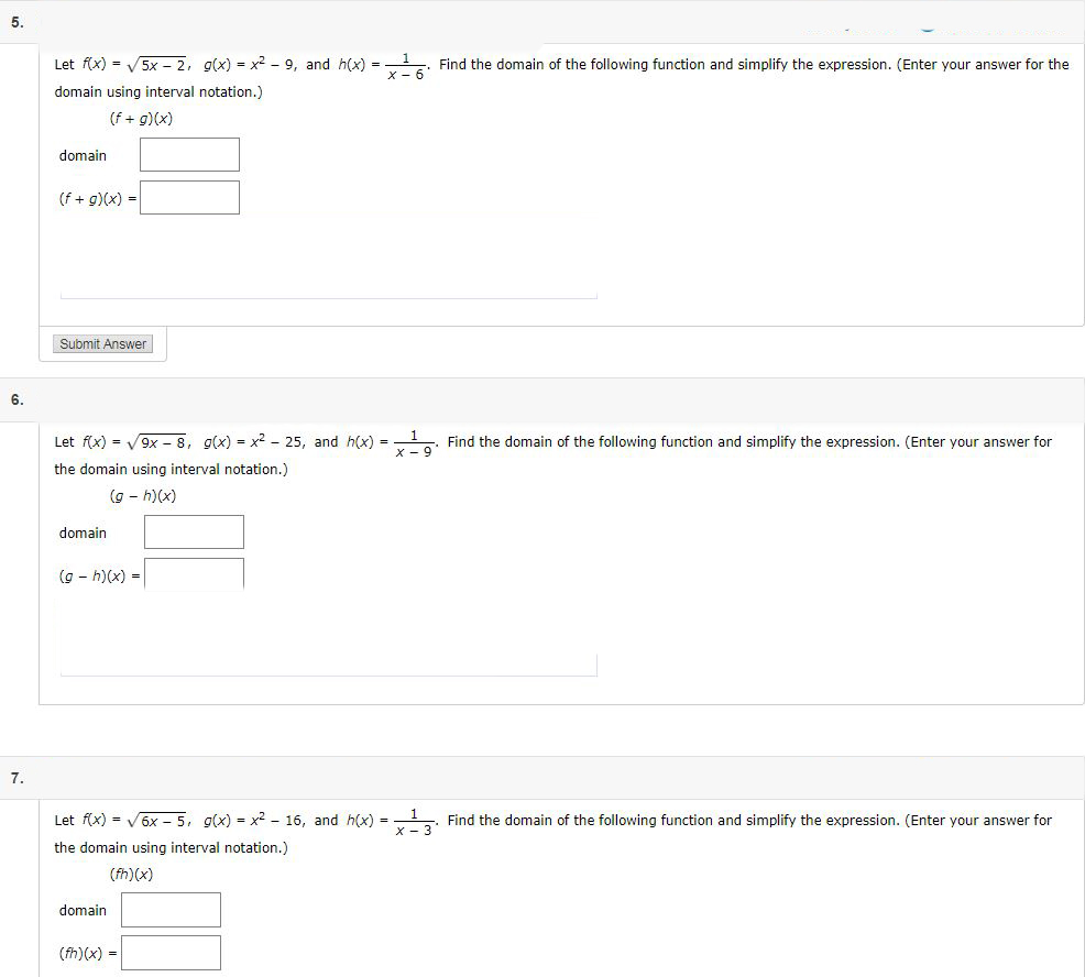 Solved 5. . Find the domain of the following function and | Chegg.com