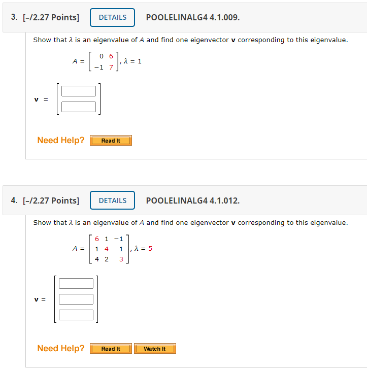 Solved 3. [-/2.27 Points] DETAILS POOLELINALG4 4.1.009. Show | Chegg.com
