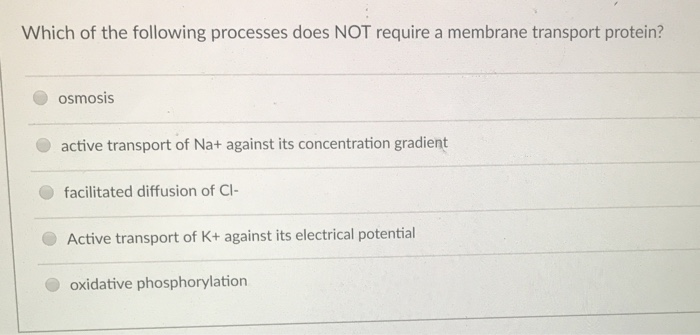 Solved Which of the following processes does NOT require a | Chegg.com