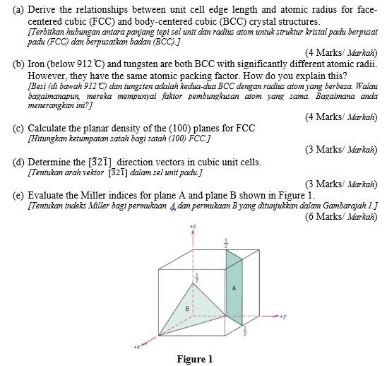 Solved (a) Derive the relationships between unit cell edge | Chegg.com