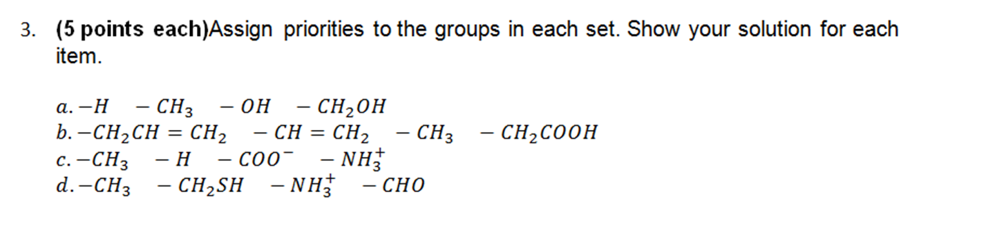 Solved 3. (5 points each)Assign priorities to the groups in | Chegg.com