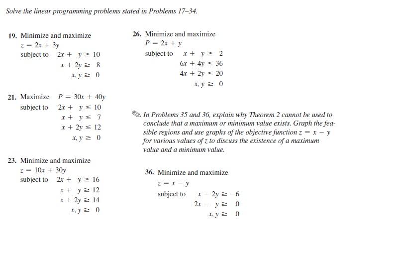 Solved Solve the linear programming problems stated in | Chegg.com