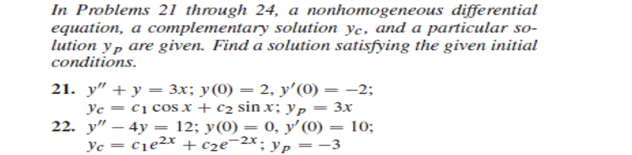 Solved In Problems 21 through 24, a nonhomogeneous | Chegg.com
