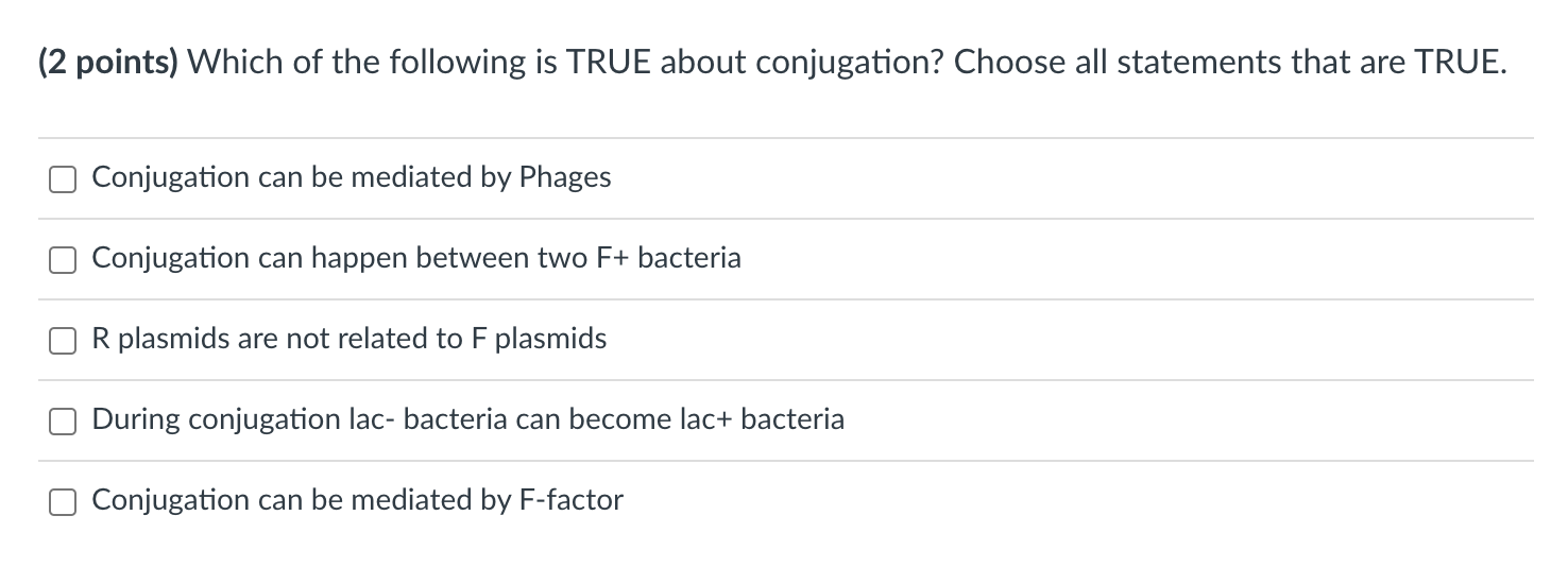Solved ( 2 points) Which of the following is TRUE about | Chegg.com