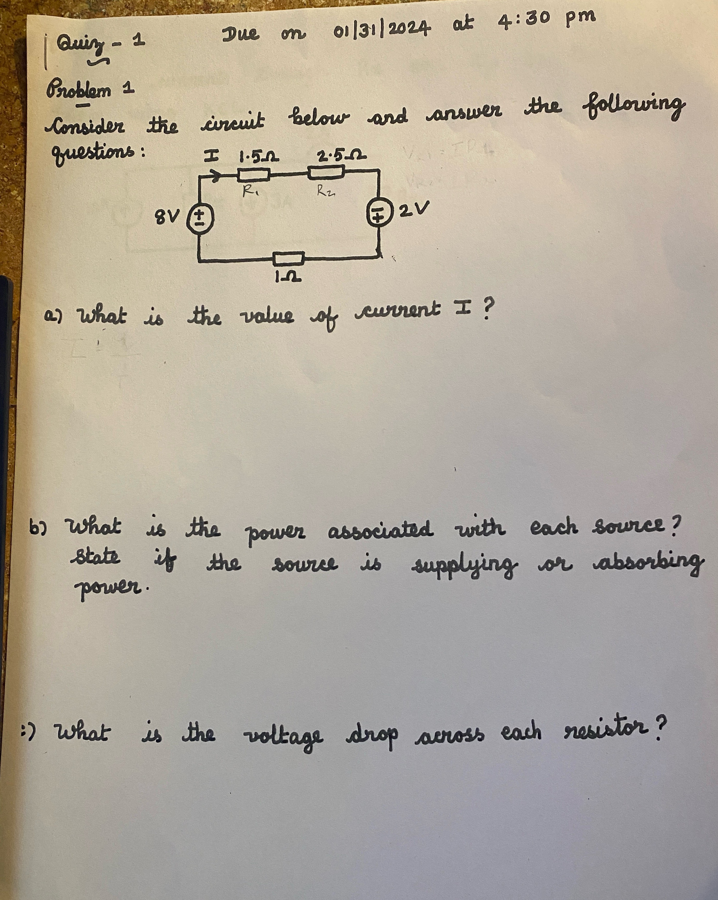 Solved Problem 1Consider the circuit below and answer the | Chegg.com