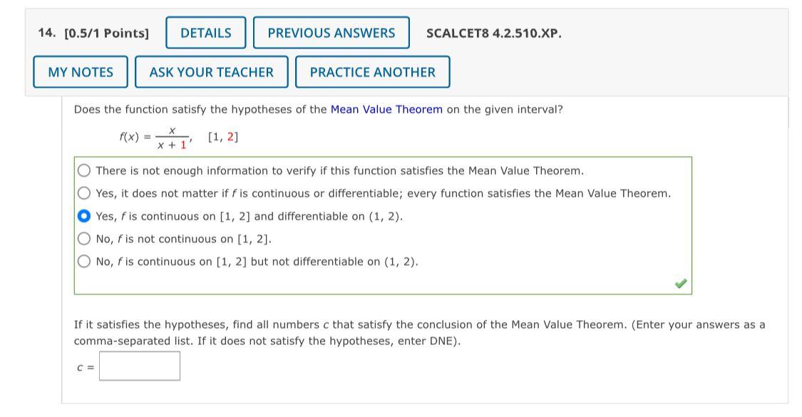 Solved 14. [0.5/1 Points] DETAILS PREVIOUS ANSWERS SCALCET8 | Chegg.com