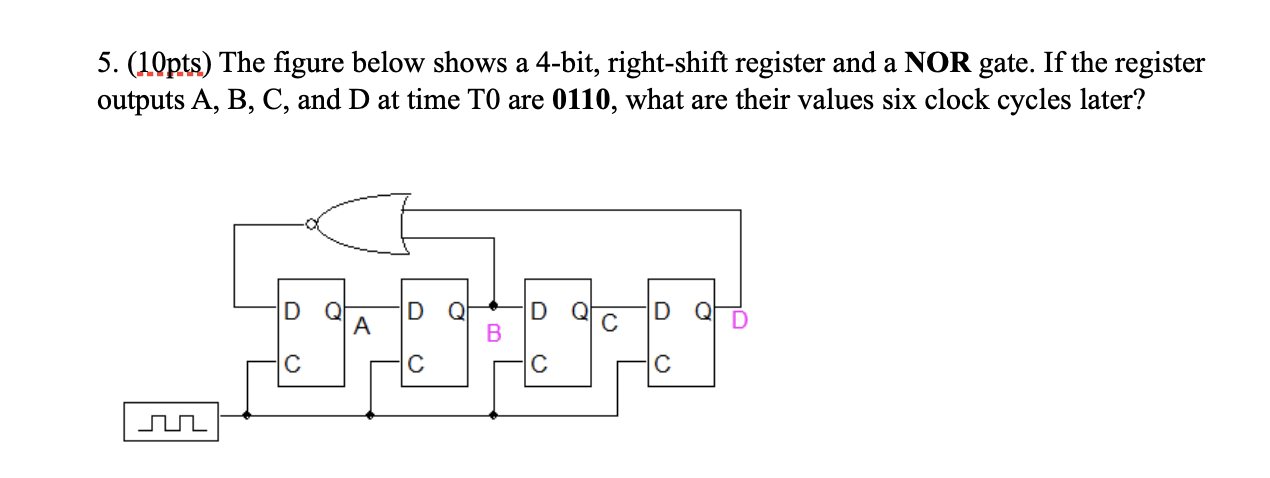 Solved 5. (10pts) The figure below shows a 4-bit, | Chegg.com