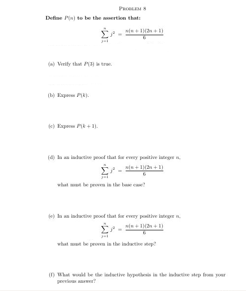 Solved PROBLEMS Define P(n) to be the assertion that: nin | Chegg.com