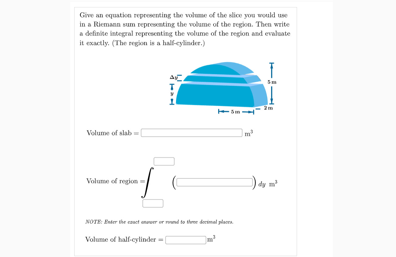 Solved Give an equation representing the volume of the slice | Chegg.com