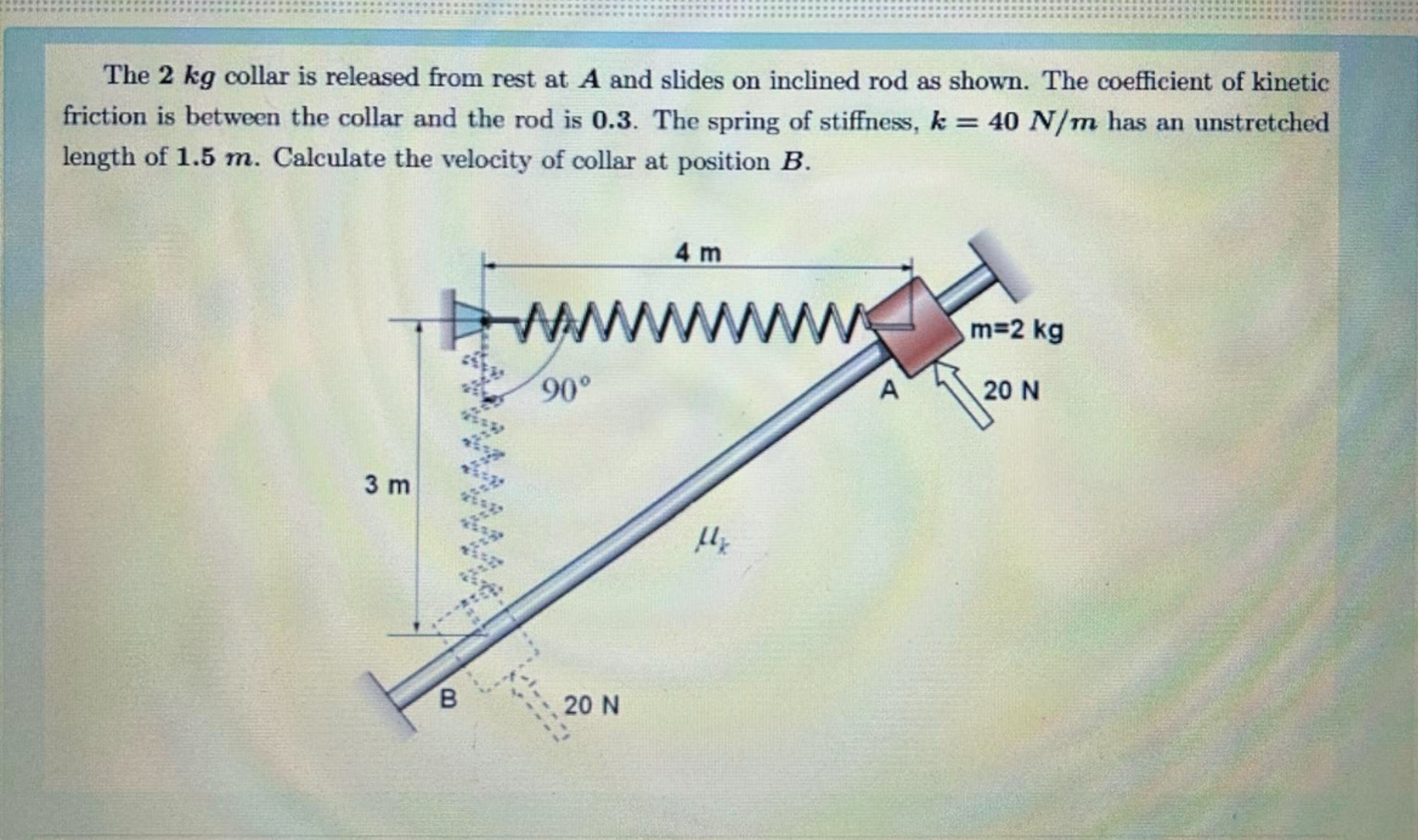 Solved The 2 ﻿kg collar is released from rest at A and | Chegg.com