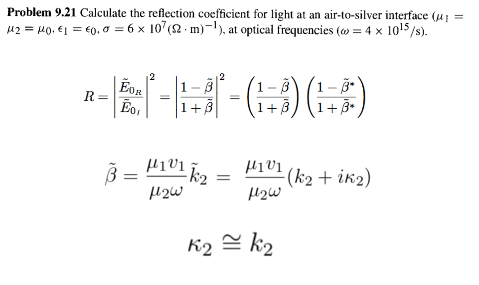 Solved Problem 9.21 Calculate the reflection coefficient for | Chegg.com