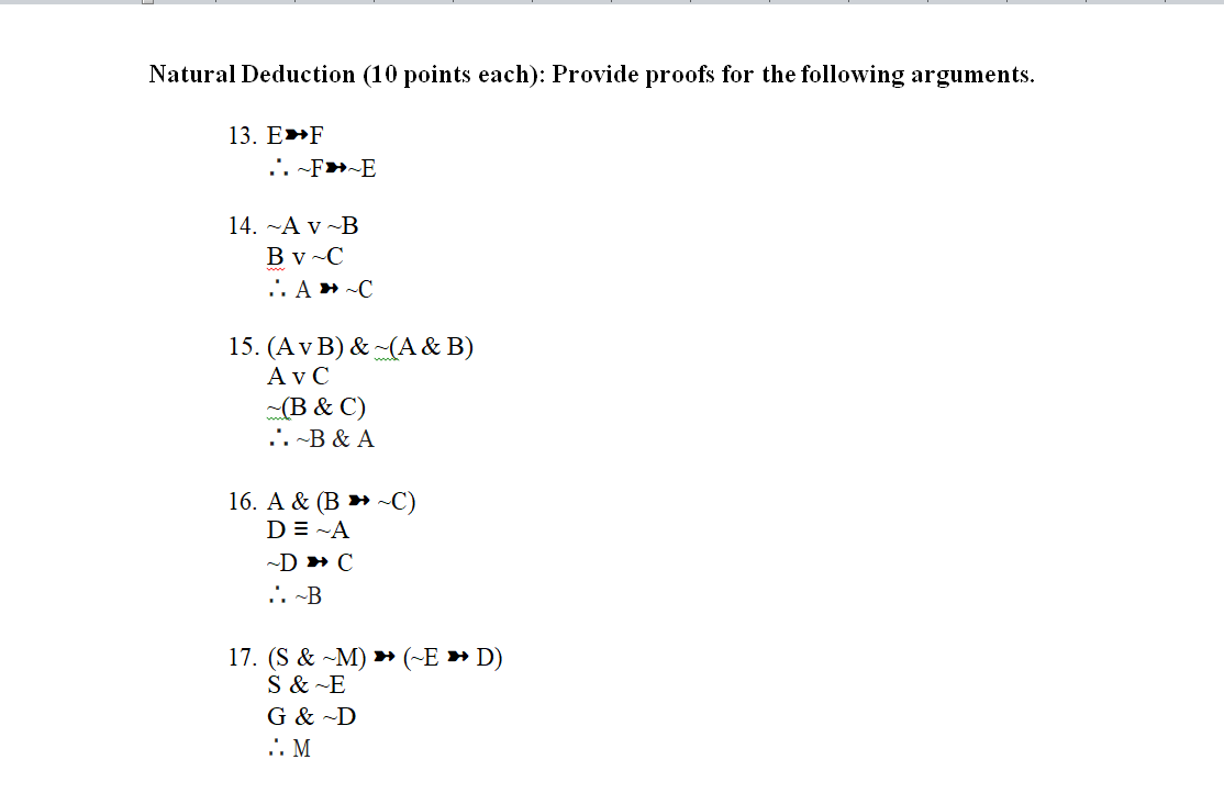 Solved Natural Deduction (10 points each): Provide proofs | Chegg.com