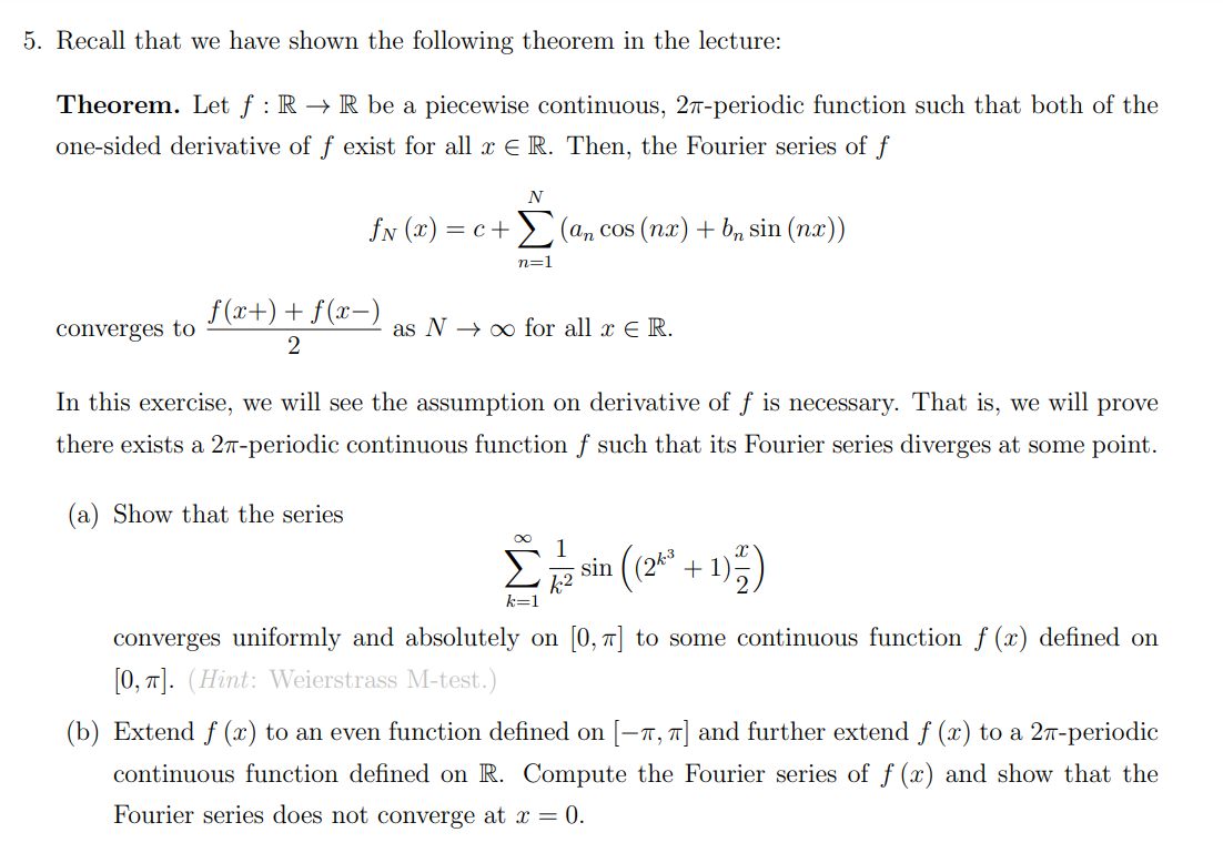 Solved 5. Recall that we have shown the following theorem in | Chegg.com