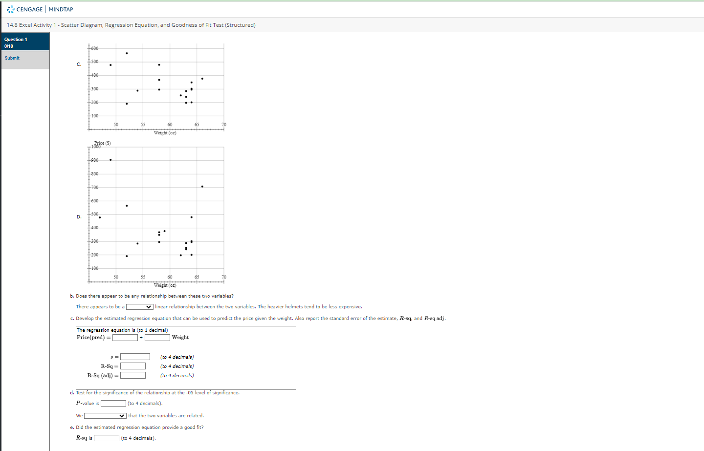 Solved 'our Linear Regression analysis output should fit | Chegg.com