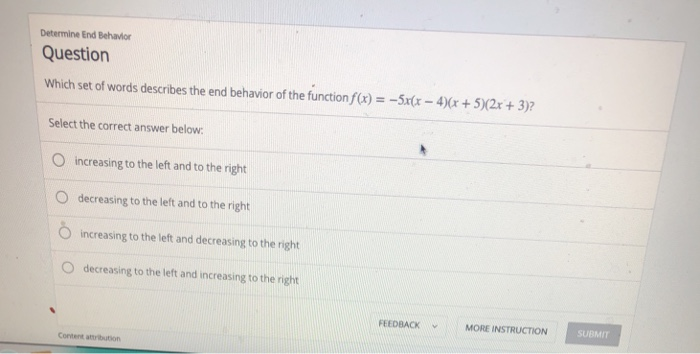 Solved Determine End Behavior Question Which set of words | Chegg.com