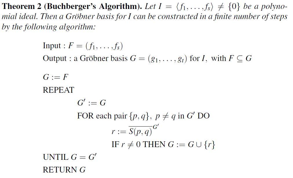 Theorem 2 (Buchberger's Algorithm). Let I (fi, | Chegg.com