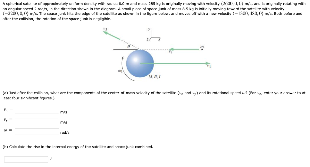 Solved A spherical satellite of approximately uniform | Chegg.com