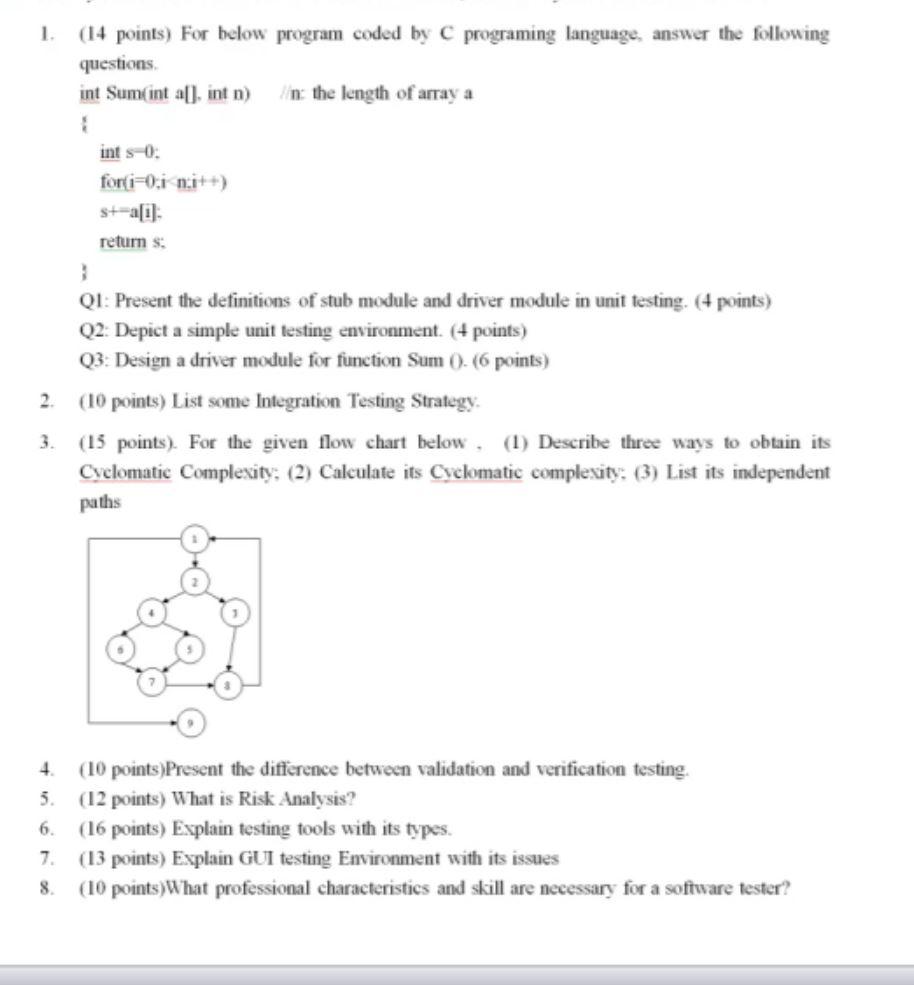 Solved 1. (I4 points) For below program coded by C | Chegg.com