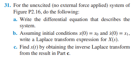 Solved 31. For the unexcited (no external force applied) | Chegg.com