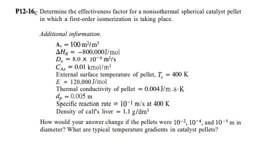 Solved P12-16c Determine the effectiveness factor for a | Chegg.com