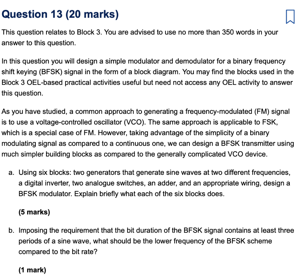 Question 13 (20 marks) This question relates to Block | Chegg.com