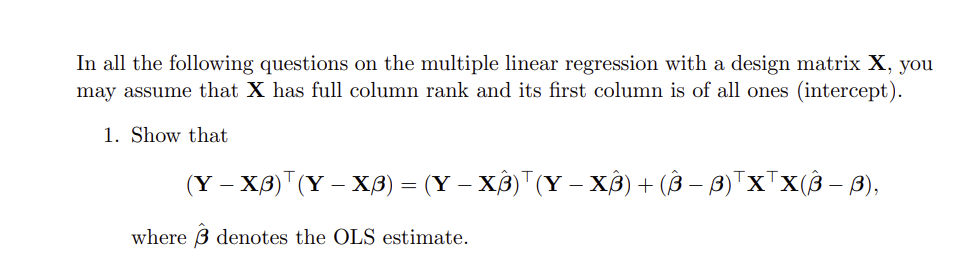 Solved In all the following questions on the multiple linear | Chegg.com