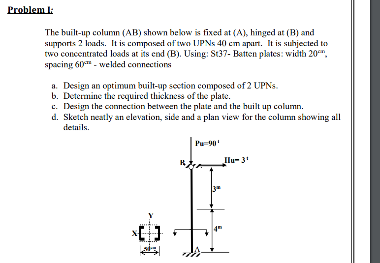Problem I: The built-up column (AB) shown below is | Chegg.com