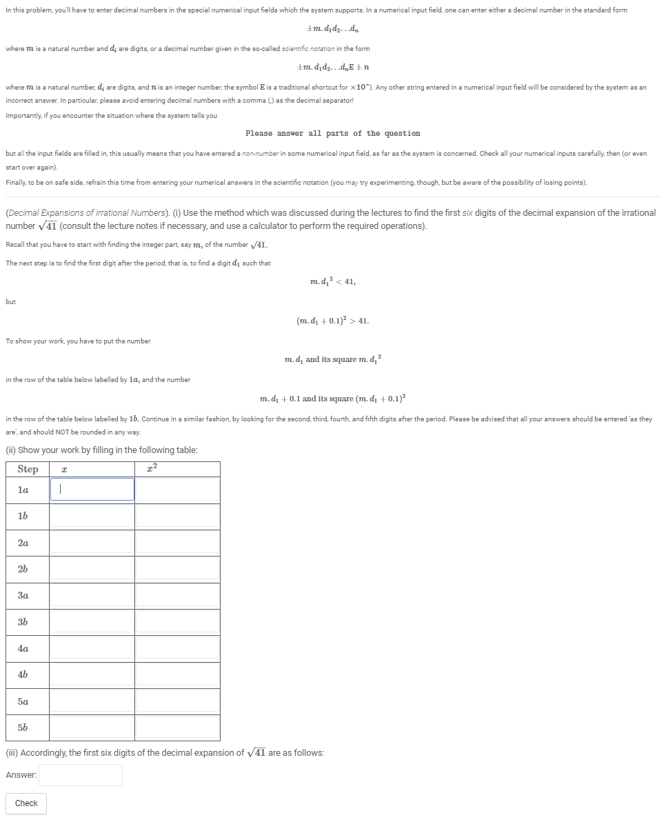 (Decimal Expansions of Irrational Numbers). (i) Use | Chegg.com