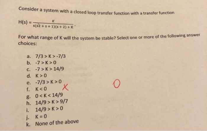 Solved Consider a system with a closed loop transfer | Chegg.com