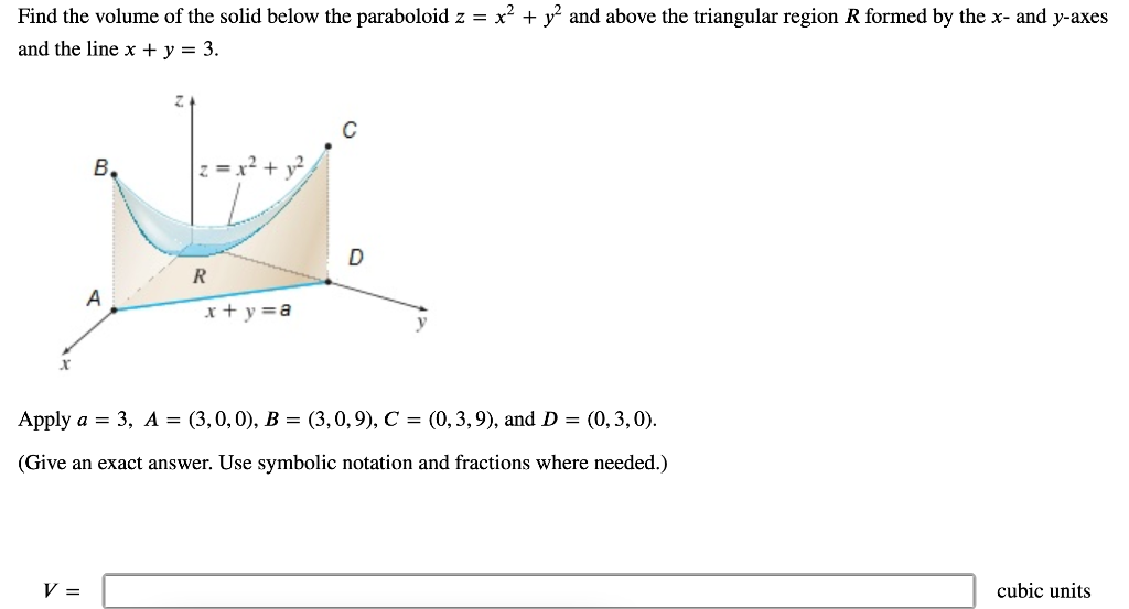 Solved Find the volume of the solid below the paraboloid | Chegg.com