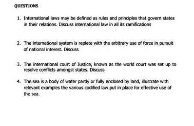 Solved QUESTIONS 1. International laws may be defined as | Chegg.com