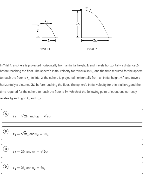 Solved In Trial 1, ﻿a sphere is projected horizontally from | Chegg.com