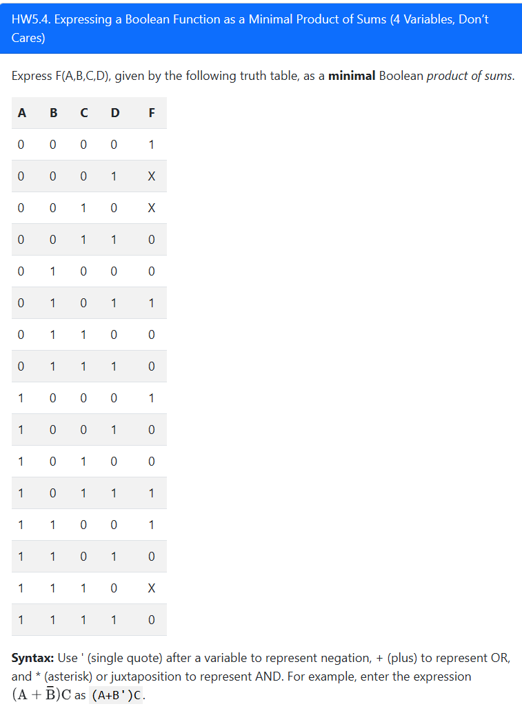 Solved HW5.4. ﻿Expressing a Boolean Function as a Minimal | Chegg.com