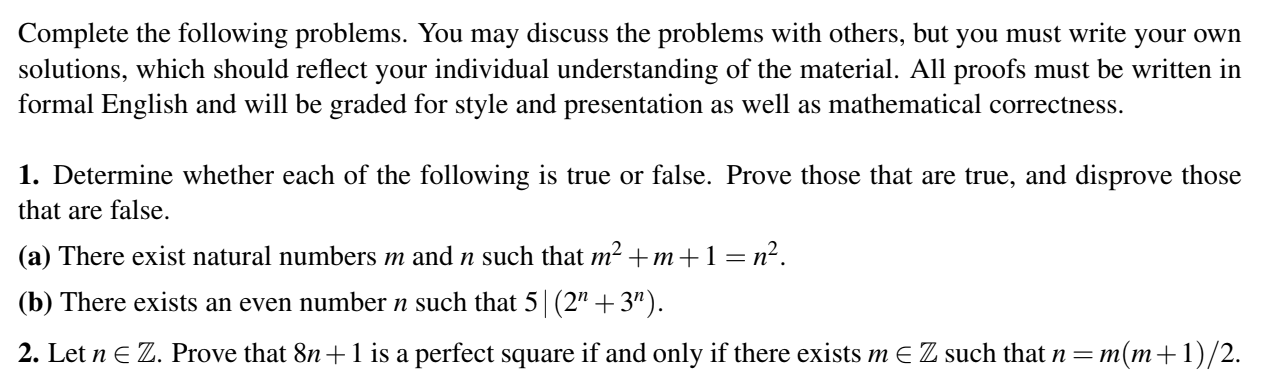 Solved This is a proper mathematical proofs class. Please | Chegg.com