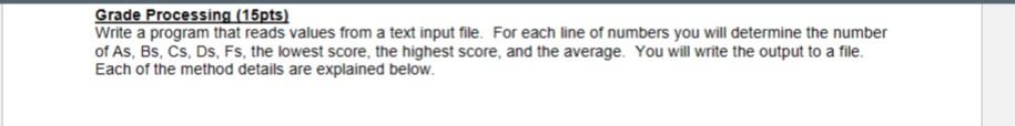 Solved Grade Processing (15pts) Write a program that reads | Chegg.com