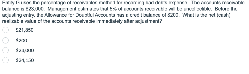Solved Entity G uses the percentage of receivables method | Chegg.com