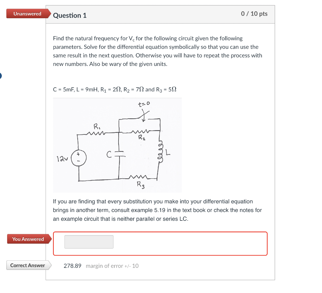 Solved Find the natural frequency for Vc for the following | Chegg.com