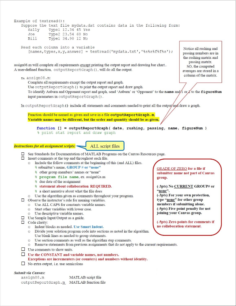 Solved Submit assign08.m and outputReportGraph.m via Canvas | Chegg.com